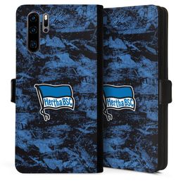 DeinDesign Huawei P30 Pro Handy Klapph&uuml;lle Handyh&uuml;lle aus Kunst Leder schwarz Flip Case Flag Hertha Bsc Logo Sideflip mit langer Lasche