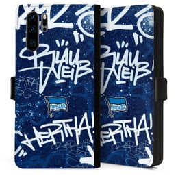 DeinDesign Huawei P30 Pro Handy Klapph&uuml;lle Handyh&uuml;lle aus Kunst Leder schwarz Flip Case Official Licensed Product Hertha Bsc Graffiti Sideflip mit langer Lasche