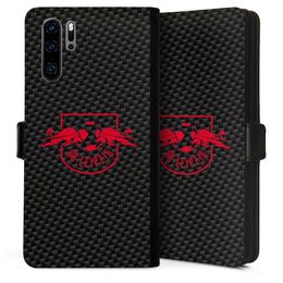 DeinDesign Huawei P30 Pro Handy Klapph&uuml;lle Handyh&uuml;lle aus Kunst Leder schwarz Flip Case Rb Leipzig Official Licensed Product Carbon Sideflip mit langer Lasche