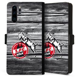 DeinDesign Huawei P30 Pro Handy Klapph&uuml;lle Handyh&uuml;lle aus Kunst Leder schwarz Flip Case 1. Fc K&ouml;ln Wooden Look Official Licensed Product Sideflip mit langer 
