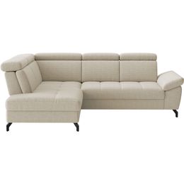 Sit & More Ecksofa SIT & MORE "Vanity", creme, B:254cm H:84cm T:197cm, 100% Polyester, Sofas, Ecksofa, Inkl.Sitz-,Kopf-und Armteilverstellung