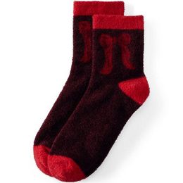 LANDS' END Flauschige Weihnachtssocken, Damen,  Rot, by Lands' End
