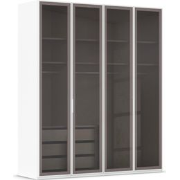 Kleiderschrank Rauch "Schrank Garderobe SKAT SHINE Breiten 151/201/251/301cm, H&ouml;he 223/235cm", alpinwei&szlig;, B:201cm H:235cm T:61cm, Glas, Holzwerkstoff, Schr&auml;nke, Kleiderschrank, edle Schrankfront mit hochwertigen Glasrahment&uuml;ren MADE IN GERMANY