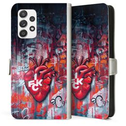 DeinDesign Galaxy A52s 5G Handy Klapph&uuml;lle Handyh&uuml;lle aus Kunst Leder wei&szlig; Flip Case 1. Fck 1. Fc Kaiserslautern Heart Sideflip mit Lasche