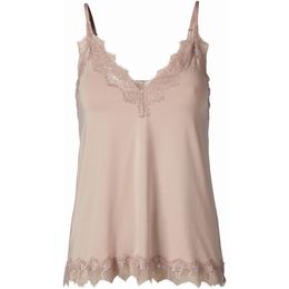 Spaghettitop rosemunde "Billie Strap Top", Damen, Gr. 34, rosa (vintage powder), Obermaterial: 90% Polyester, 10% Elasthan, unifarben, normal h&uuml;ftlang, V-Ausschnitt, Tops, Vintage-Spitzenbesatz an Ausschnitt und Saum, feminin