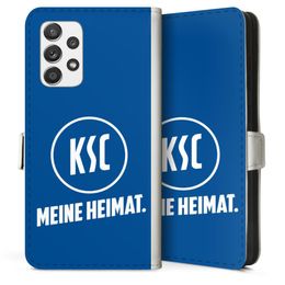 DeinDesign Galaxy A52s 5G Handy Klapph&uuml;lle Handyh&uuml;lle aus Kunst Leder wei&szlig; Flip Case Karlsruher Sc Statement Ksc Sideflip mit Lasche