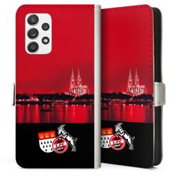 DeinDesign Galaxy A52s 5G Handy Klapph&uuml;lle Handyh&uuml;lle aus Kunst Leder wei&szlig; Flip Case 1. Fc K&ouml;ln Skyline Official Licensed Product Sideflip mit Lasche