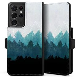 DeinDesign Galaxy S21 Ultra 5G Handy Klapph&uuml;lle Handyh&uuml;lle aus Kunst Leder schwarz Flip Case Tree Forrest Abstract Sideflip mit Lasche