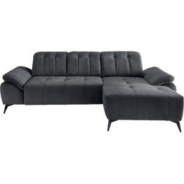 Ecksofa Home Affaire "Lazio modern und bequem, schmale Armlehnen, tolle Detailverarbeitung", anthrazit, B:280cm, 100% Polyester, Sofas, Ecksofa
