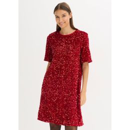 bonprix Minikleid mit Pailletten, rot, Gr.40/42 (M), Ein schickes Samtkleid mit Pailletten. Perfekt f&uuml;r die Feiertage!