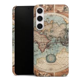 DeinDesign Galaxy S24+ Handy Premium Case Smartphone Handyh&uuml;lle Schutzh&uuml;lle gl&auml;nzend Vintage Map World Map Premium Case