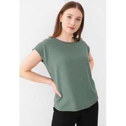 Kurzarmshirt Only "ONLCLAUDIA S/S GLITTER STRIPE TOP JRS", Damen, Gr. S, laurel wreath detail:gold lurex stripe, Jersey, Obermaterial: 81% Viskose, 11% Elasthan, 8% metallisierte Fasern, Glanzfaden, unifarben, regular fit normal, Rundhals, Shirts