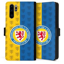 DeinDesign Huawei P30 Pro Handy Klapph&uuml;lle Handyh&uuml;lle aus Kunst Leder schwarz Flip Case Logo Eintracht Braunschweig Official Licensed Product Sideflip mit langer