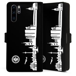DeinDesign Huawei P30 Pro Handy Klapph&uuml;lle Handyh&uuml;lle aus Kunst Leder schwarz Flip Case Eintracht Frankfurt Sge Skyline Sideflip mit langer Lasche