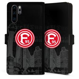 DeinDesign Huawei P30 Pro Handy Klapph&uuml;lle Handyh&uuml;lle aus Kunst Leder schwarz Flip Case Official Licensed Product Logo Fortuna D&uuml;sseldorf Sideflip mit langer 