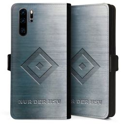 DeinDesign Huawei P30 Pro Handy Klapph&uuml;lle Handyh&uuml;lle aus Kunst Leder schwarz Flip Case Metallic Look Hsv Hamburger Sv Sideflip mit langer Lasche