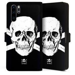 DeinDesign Huawei P30 Pro Handy Klapph&uuml;lle Handyh&uuml;lle aus Kunst Leder schwarz Flip Case Totenkopf Fc St. Pauli Official Licensed Product Sideflip mit langer 