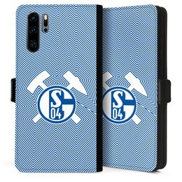 DeinDesign Huawei P30 Pro Handy Klapph&uuml;lle Handyh&uuml;lle aus Kunst Leder schwarz Flip Case Bundesliga Stripes Fc Schalke 04 Sideflip mit langer Lasche