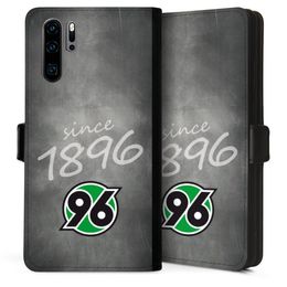 DeinDesign Huawei P30 Pro Handy Klapph&uuml;lle Handyh&uuml;lle aus Kunst Leder schwarz Flip Case Hannover 96 H96 Official Licensed Product Sideflip mit langer Lasche