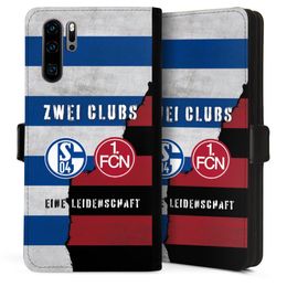 DeinDesign Huawei P30 Pro Handy Klapph&uuml;lle Handyh&uuml;lle aus Kunst Leder schwarz Flip Case Friendship 1. Fc N&uuml;rnberg Fc Schalke 04 Sideflip mit langer Lasche