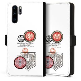 DeinDesign Huawei P30 Pro Handy Klapph&uuml;lle Handyh&uuml;lle aus Kunst Leder schwarz Flip Case Retro Eintracht Frankfurt Official Licensed Product Sideflip mit langer 