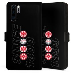 DeinDesign Huawei P30 Pro Handy Klapph&uuml;lle Handyh&uuml;lle aus Kunst Leder schwarz Flip Case Eagle Logo Eintracht Frankfurt Sideflip mit langer Lasche