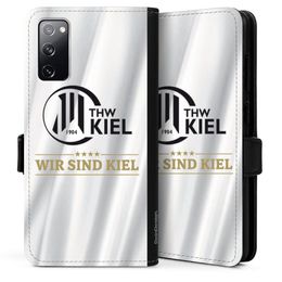 DeinDesign Galaxy S20 Handy Klapph&uuml;lle Handyh&uuml;lle aus Kunst Leder schwarz Flip Case Official Licensed Product Thw Kiel Handball Sideflip mit Lasche