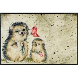 Fu&szlig;matte "Spike" Gr. 15, braun, B:50cm H:7mm L:75cm, Kunstfaser, wash+dry by Kleen-Tex, Teppiche, Fu&szlig;matte, Schmutzfangmatte, Motiv Igel, rutschhemmend, waschbar
