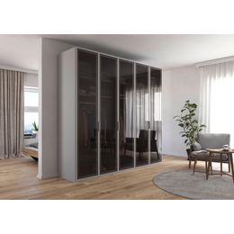 Kleiderschrank Rauch "Schrank Garderobe SKAT SHINE Breiten 151/201/251/301cm, H&ouml;he 223/235cm", seidengrau, B:251cm H:235cm T:61cm, Glas, Holzwerkstoff, Schr&auml;nke, Kleiderschrank, edle Schrankfront mit hochwertigen Glasrahment&uuml;ren MADE IN GERMANY