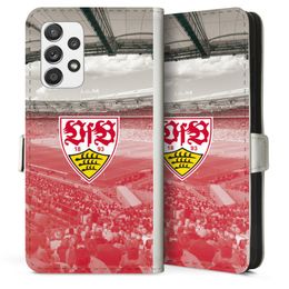 DeinDesign Galaxy A52s 5G Handy Klapph&uuml;lle Handyh&uuml;lle aus Kunst Leder wei&szlig; Flip Case Stadium Vfb Stuttgart Official Licensed Product Sideflip mit Lasche