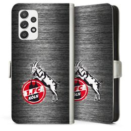 DeinDesign Galaxy A52s 5G Handy Klapph&uuml;lle Handyh&uuml;lle aus Kunst Leder wei&szlig; Flip Case Official Licensed Product Metallic Look 1. Fc K&ouml;ln Sideflip mit Lasche