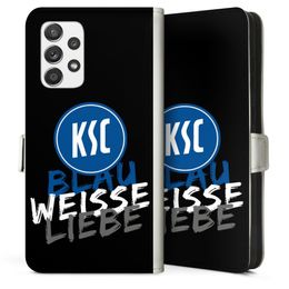 DeinDesign Galaxy A52s 5G Handy Klapph&uuml;lle Handyh&uuml;lle aus Kunst Leder wei&szlig; Flip Case Ksc Karlsruher Sc Official Licensed Product Sideflip mit Lasche