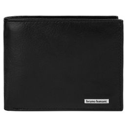 Geldb&ouml;rse Bruno Banani, Herren, schwarz, Leder, leicht gl&auml;nzend, unifarben, Kleinlederwaren, echt Leder