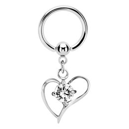 Adelia&acute;s Intimpiercing ADELIA&acute;S "Piercing - Intimpiercing Pewter Herz Stein", silber, Piercings, Damen, Herz mit Stein, &Oslash; 8 mm, 1,6 mm St&auml;rke, Pewter