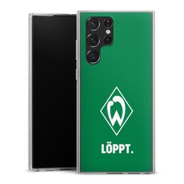 DeinDesign Galaxy S22 Ultra Handy Silikon H&uuml;lle Case transparent Handyh&uuml;lle Sv Werder Bremen Statement Official Licensed Product Silikon Case