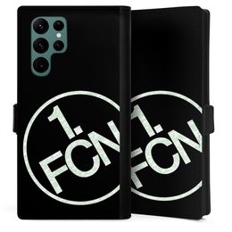 DeinDesign Galaxy S22 Ultra Handy Klapph&uuml;lle Handyh&uuml;lle aus Kunst Leder schwarz Flip Case Logo 1. Fcn 1. Fc N&uuml;rnberg Sideflip mit langer Lasche