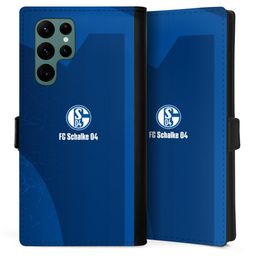 DeinDesign Galaxy S22 Ultra Handy Klapph&uuml;lle Handyh&uuml;lle aus Kunst Leder schwarz Flip Case Official Licensed Product Bundesliga Fc Schalke 04 Sideflip mit langer 