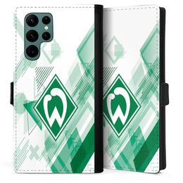 DeinDesign Galaxy S22 Ultra Handy Klapph&uuml;lle Handyh&uuml;lle aus Kunst Leder schwarz Flip Case Official Licensed Product Sv Werder Bremen Muster Sideflip mit langer 