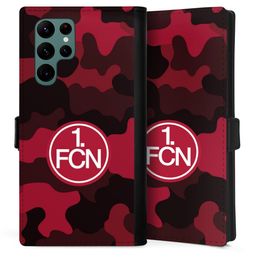 DeinDesign Galaxy S22 Ultra Handy Klapph&uuml;lle Handyh&uuml;lle aus Kunst Leder schwarz Flip Case Logo 1. Fcn 1. Fc N&uuml;rnberg Sideflip mit langer Lasche