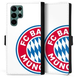 DeinDesign Galaxy S22 Ultra Handy Klapph&uuml;lle Handyh&uuml;lle aus Kunst Leder schwarz Flip Case Logo Fc Bayern M&uuml;nchen Fcb Sideflip mit langer Lasche