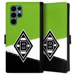 DeinDesign Galaxy S22 Ultra Handy Klapph&uuml;lle Handyh&uuml;lle aus Kunst Leder schwarz Flip Case Borussia M&ouml;nchengladbach Bmg Official Licensed Product Sideflip mit 