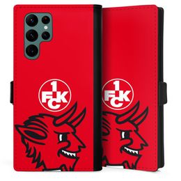 DeinDesign Galaxy S22 Ultra Handy Klapph&uuml;lle Handyh&uuml;lle aus Kunst Leder schwarz Flip Case Devil 1. Fc Kaiserslautern 1. Fck Sideflip mit langer Lasche