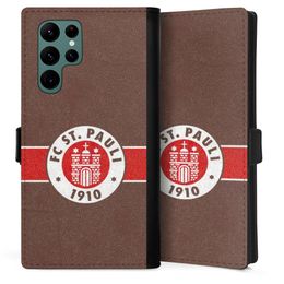 DeinDesign Galaxy S22 Ultra Handy Klapph&uuml;lle Handyh&uuml;lle aus Kunst Leder schwarz Flip Case Fc St. Pauli Logo Official Licensed Product Sideflip mit langer Lasche