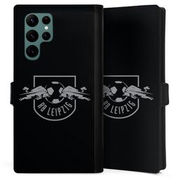 DeinDesign Galaxy S22 Ultra Handy Klapph&uuml;lle Handyh&uuml;lle aus Kunst Leder schwarz Flip Case Official Licensed Product Logo Rb Leipzig Sideflip mit langer Lasche