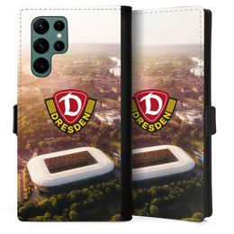 DeinDesign Galaxy S22 Ultra Handy Klapph&uuml;lle Handyh&uuml;lle aus Kunst Leder schwarz Flip Case Sgd Sg Dynamo Dresden Stadium Sideflip mit langer Lasche