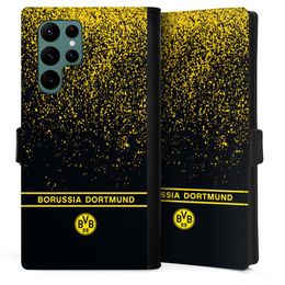 DeinDesign Galaxy S22 Ultra Handy Klapph&uuml;lle Handyh&uuml;lle aus Kunst Leder schwarz Flip Case Ombre Borussia Dortmund Bvb Sideflip mit langer Lasche
