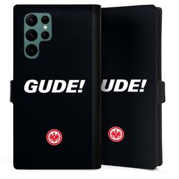 DeinDesign Galaxy S22 Ultra Handy Klapph&uuml;lle Handyh&uuml;lle aus Kunst Leder schwarz Flip Case Bundesliga Eintracht Frankfurt Official Licensed Product Sideflip mit 