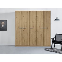 Dreht&uuml;renschrank Rauch "Kleiderschrank Schrank Garderobe OTELI inkl. Inneneinteilung", braun (eiche artisan), B:226cm H:229cm T:54cm, Holzwerkstoff, Schr&auml;nke, Dreht&uuml;renschrank, mit zus&auml;tzlichen Einlegeb&ouml;den, optional mit Spiegel MADE IN GERMANY