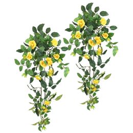 Kunstblume I.GE.A. "K&uuml;nstlicher Rosenh&auml;nger", gelb, B:30cm H:74cm L:11cm, Polyester, Kunstpflanzen, Rosenranke Rosenbogen Rosen Blume Rosengirlande Deko Busch