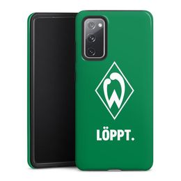 DeinDesign Galaxy S20 FE 5G Handy Panzer Handyh&uuml;lle robuste Outdoor H&uuml;lle Schutzh&uuml;lle gl&auml;nzend Official Licensed Product Statement Sv Werder Bremen Tough Case